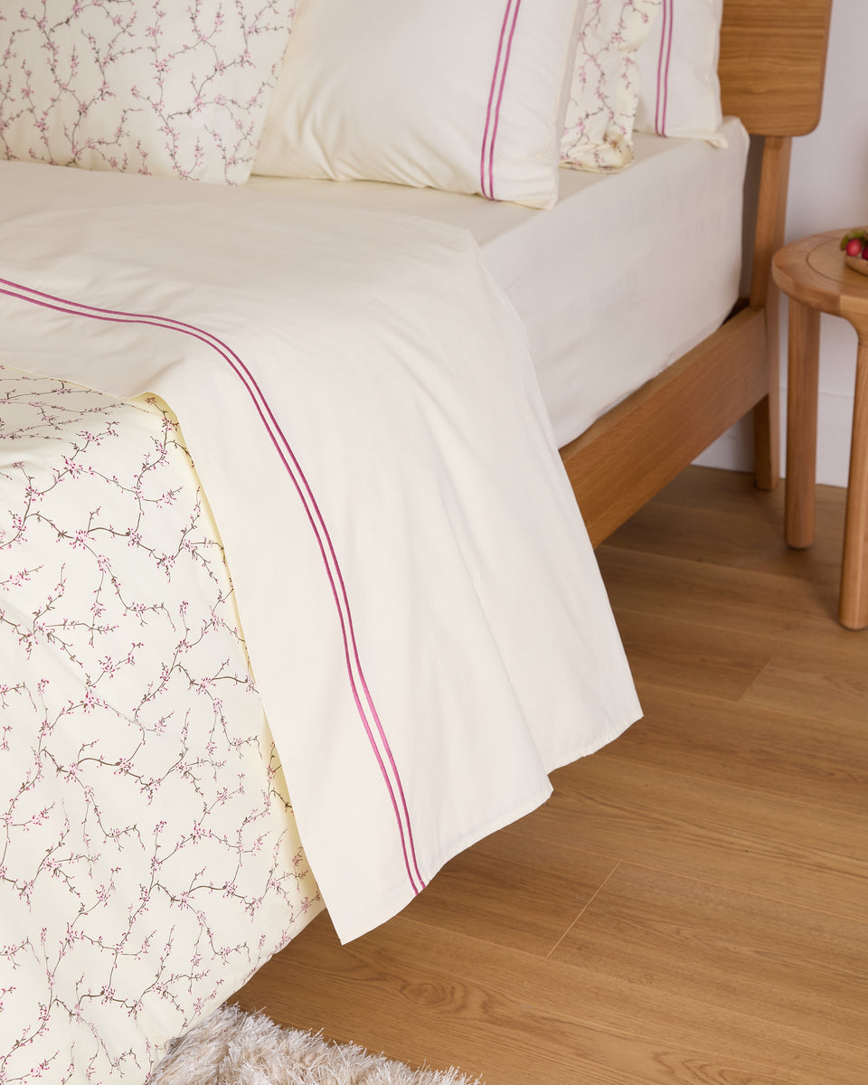 Foxford Evelyn Buttermilk Flat Sheet | Irish Design | Bed Linen