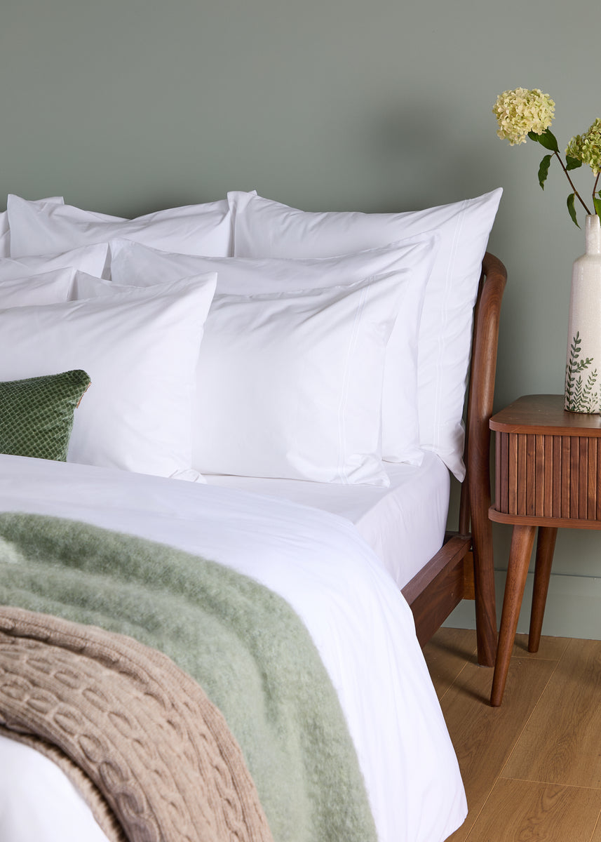 Foxford Evelyn White Rolenio Flat Sheet | Irish Design | Bed Linen