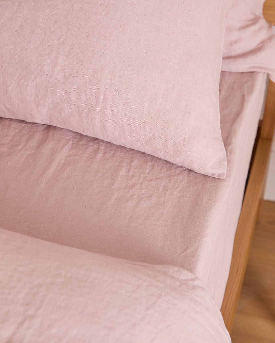 FOXFORD Blush Pure Linen Fitted Sheet | Luxury Linen | Irish Design ...