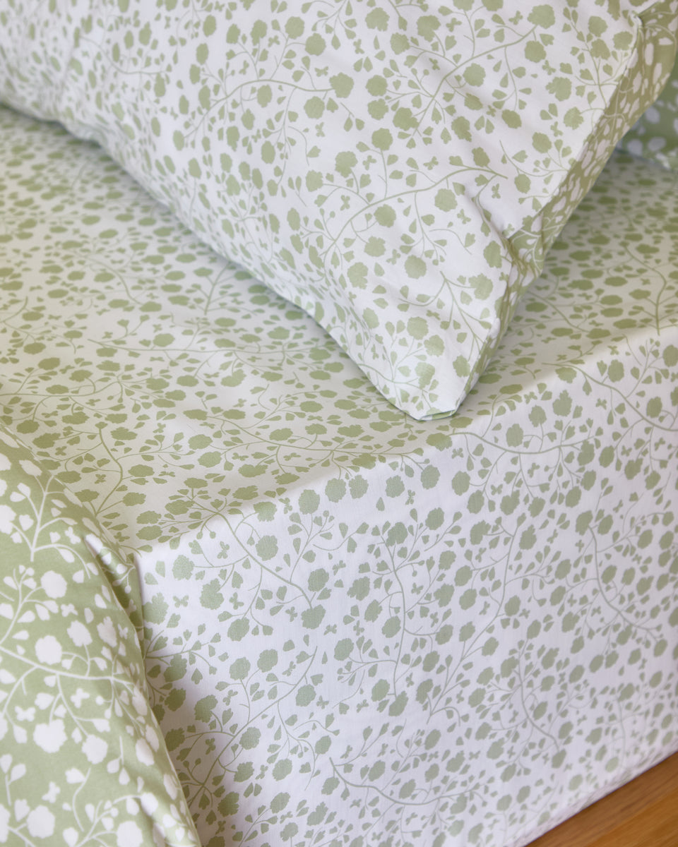 Foxford Lucy Fitted Sheet – Sage Green & Deep Pocket | Irish Design | SS25