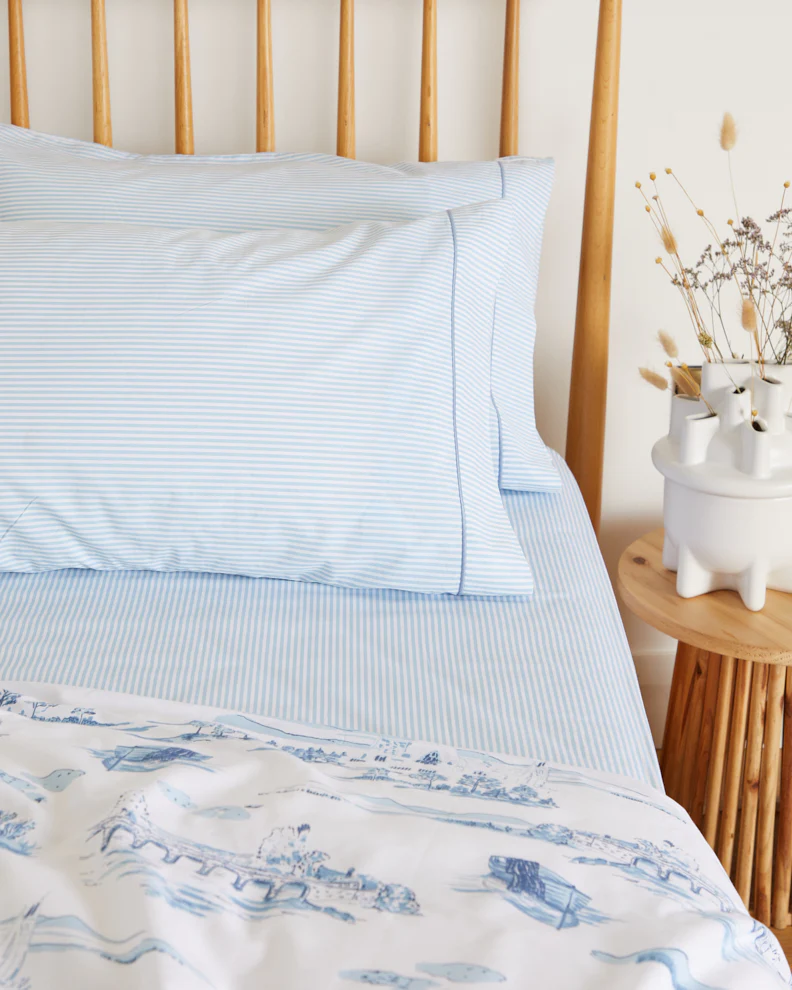 FOXFORD Blue Ticking Fitted Sheet – Foxford